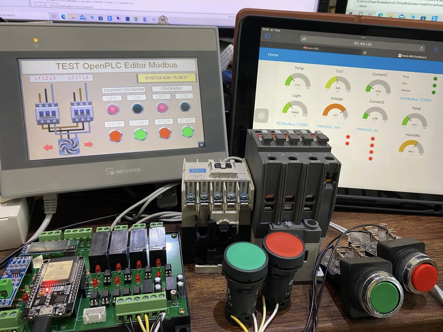 OpenPLC +Node-RED +จอ HMI ผ่าน Modbus TCP – www.iottoyou.com