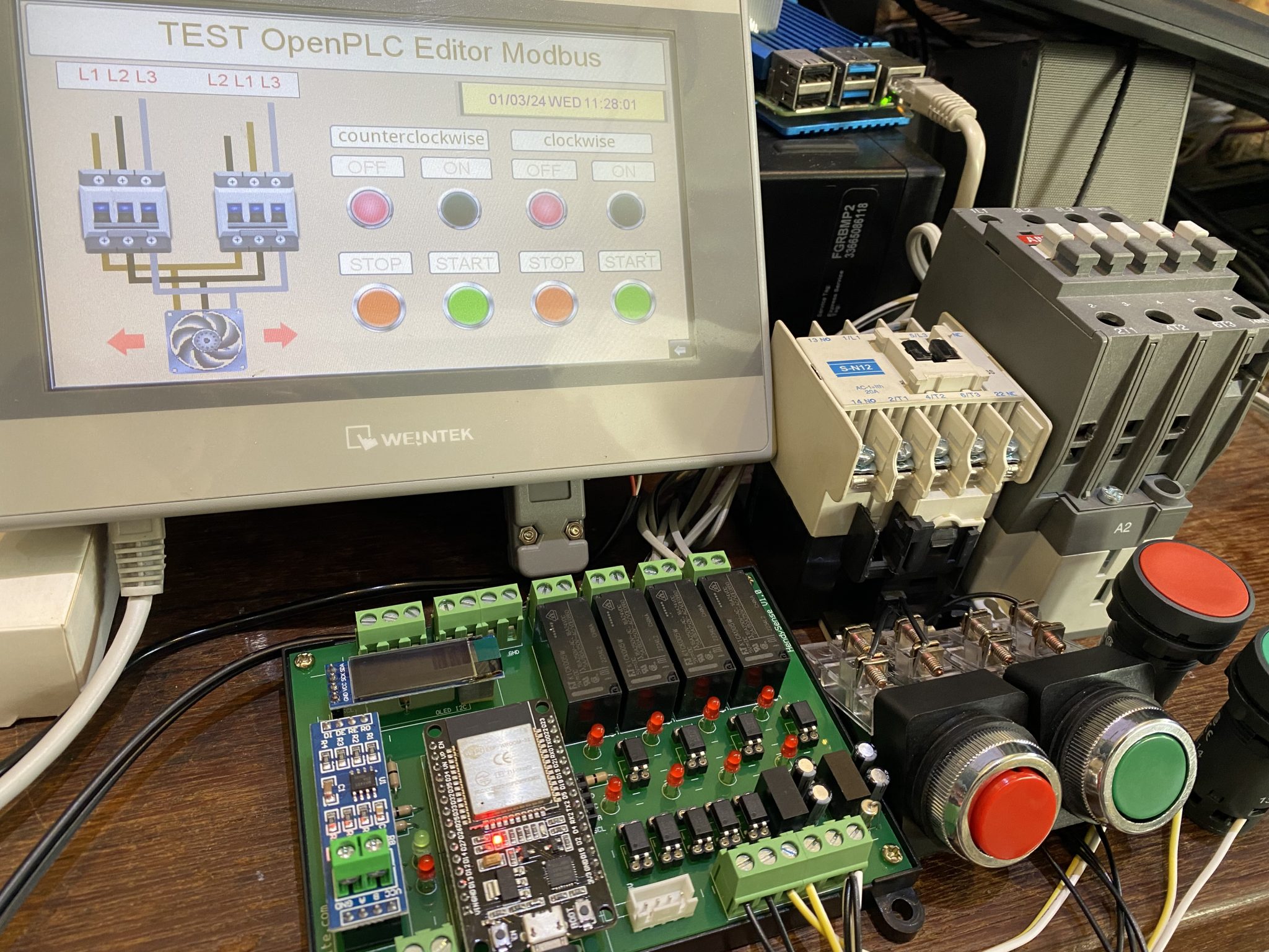 OpenPLC วงจร interlock ติดต่อจอ HMI modbus TCP – www.iottoyou.com